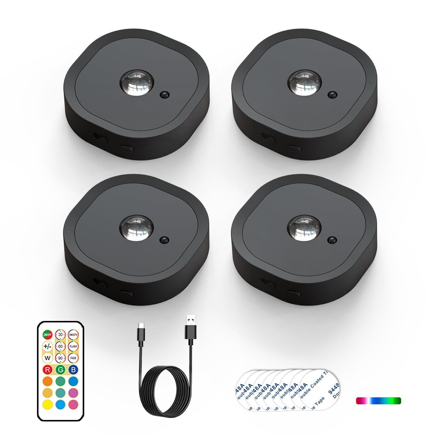 4PCS LED Under Cabinet Lighting with Remote Control,13 Color RGB ...