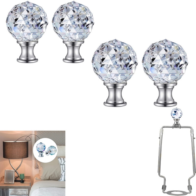 4PCS Lamp Toppers Screw On,Lamp Finials,Finials For Lamps,Finial,Silver ...