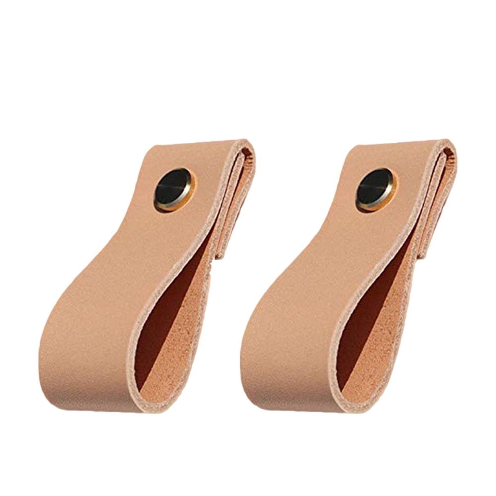 4PCS Leather Cabinet Door Knobs Single Hole Minimalist Handmade Drawer ...