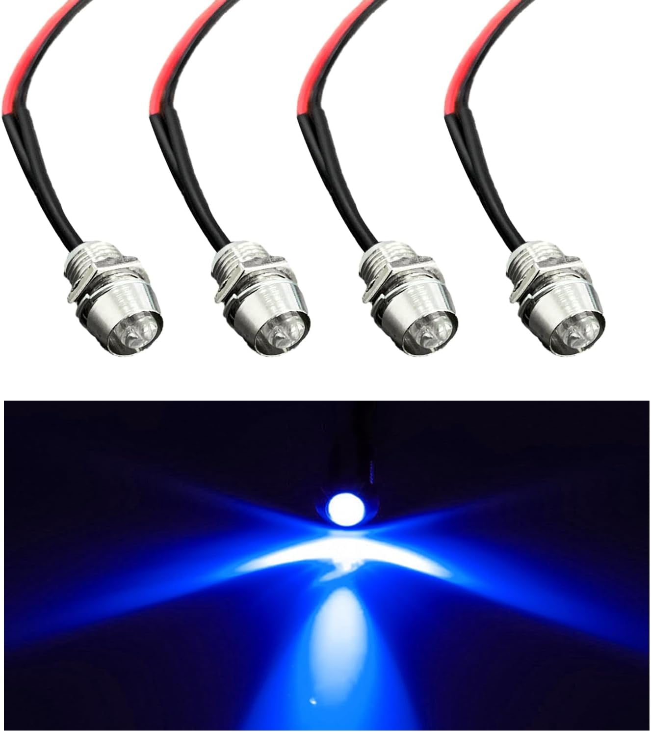 4PCS Led Pilot Light, 12V Waterproof Car LED Signal Indicator with 8mm ...