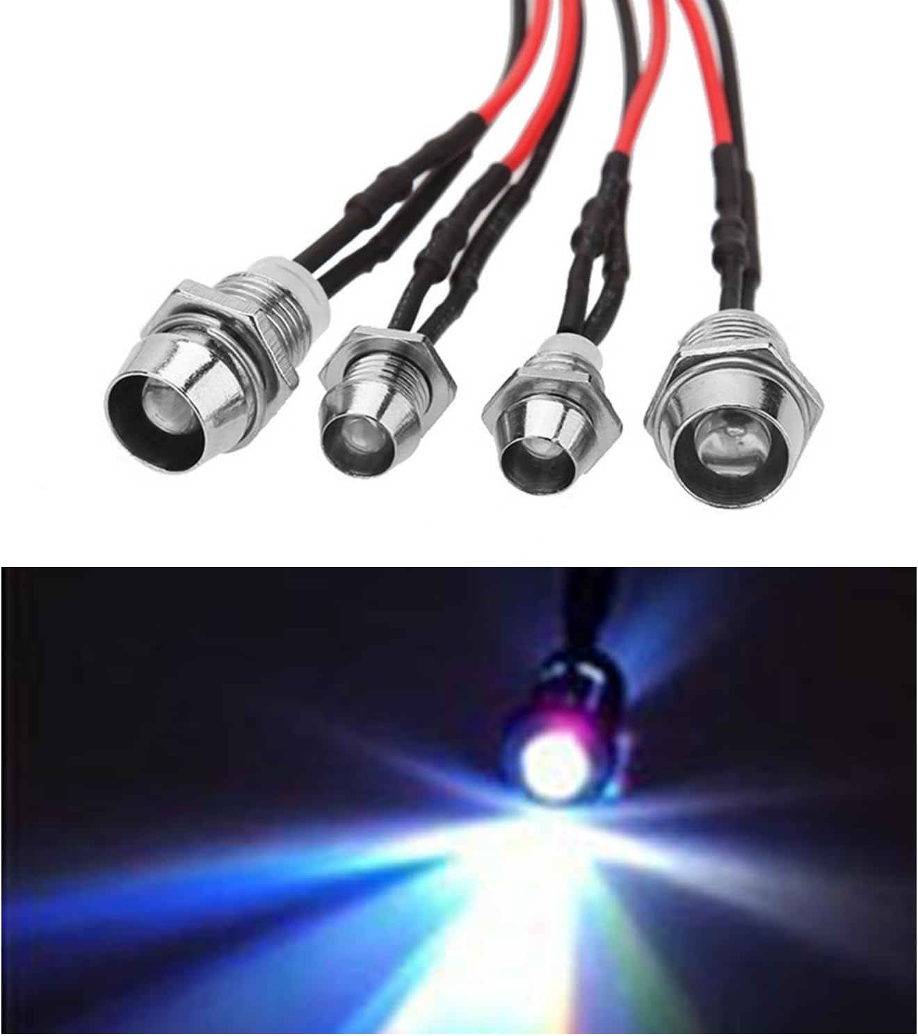 4PCS Led Pilot Light, 12V Waterproof Car LED Signal Indicator with 8mm ...