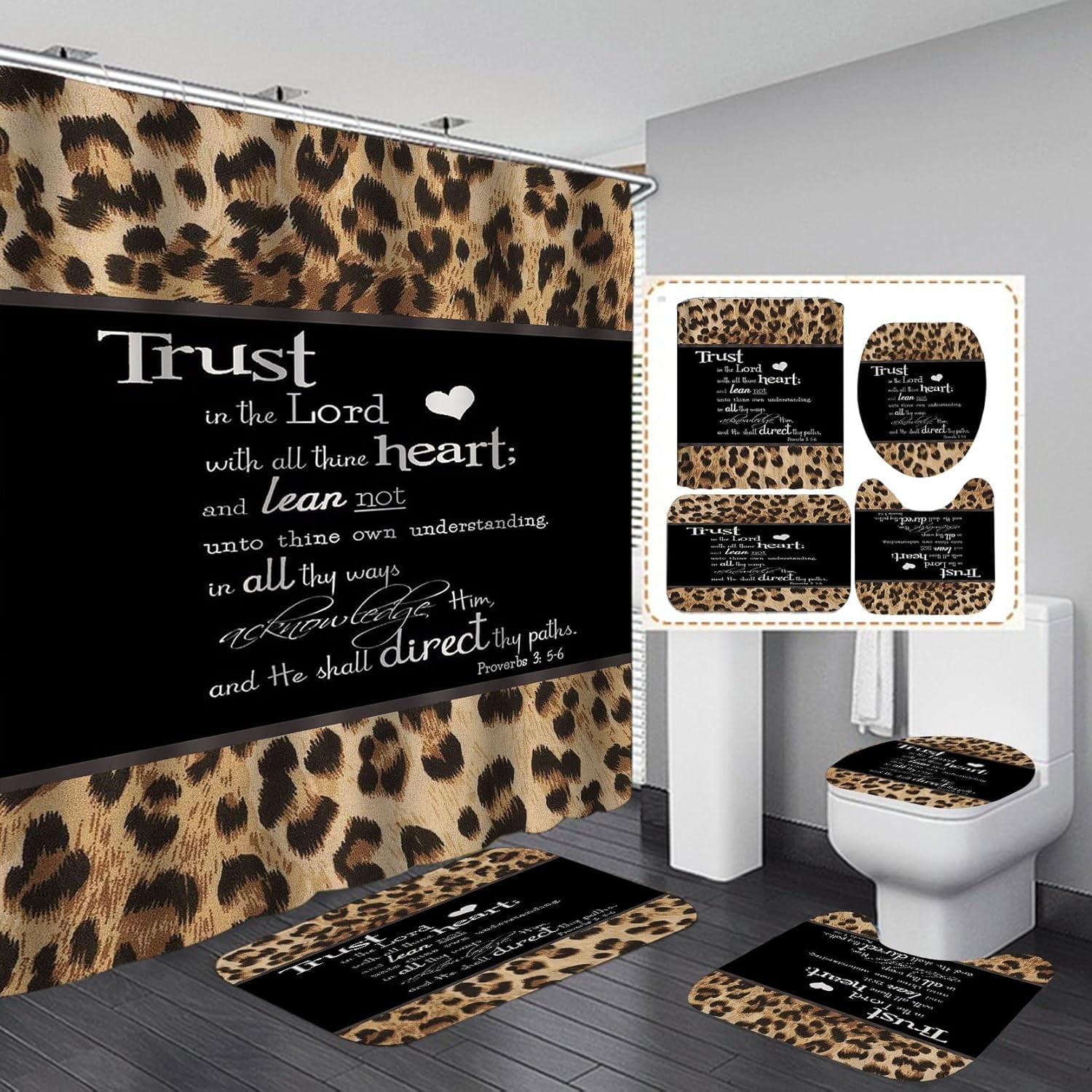 Safari Theme Shower Curtain Sets 4-Piece Waterproof Polyester 72x72 ...