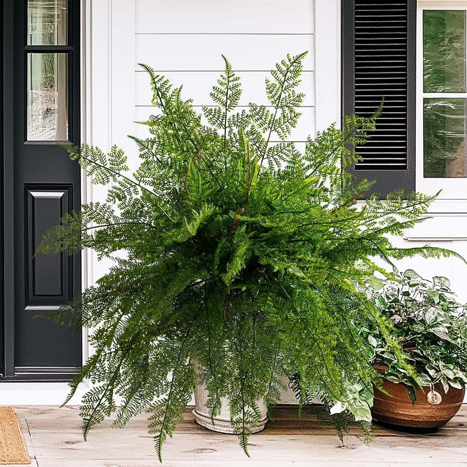 4PCS Lifelike Fake Fern Plants UV Resistant Artificial Boston Ferns for ...