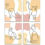 4PCS Lines of Cat Wall Art Prints Vintage Paper Poster Print Board Art ...
