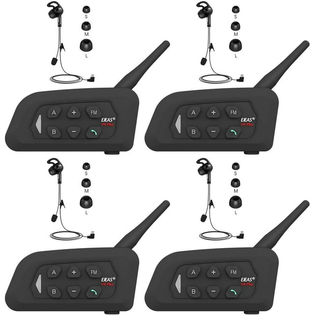 Vnetphone V4C Plus 4-Piece Football Referee Bluetooth Headset Intercom ...