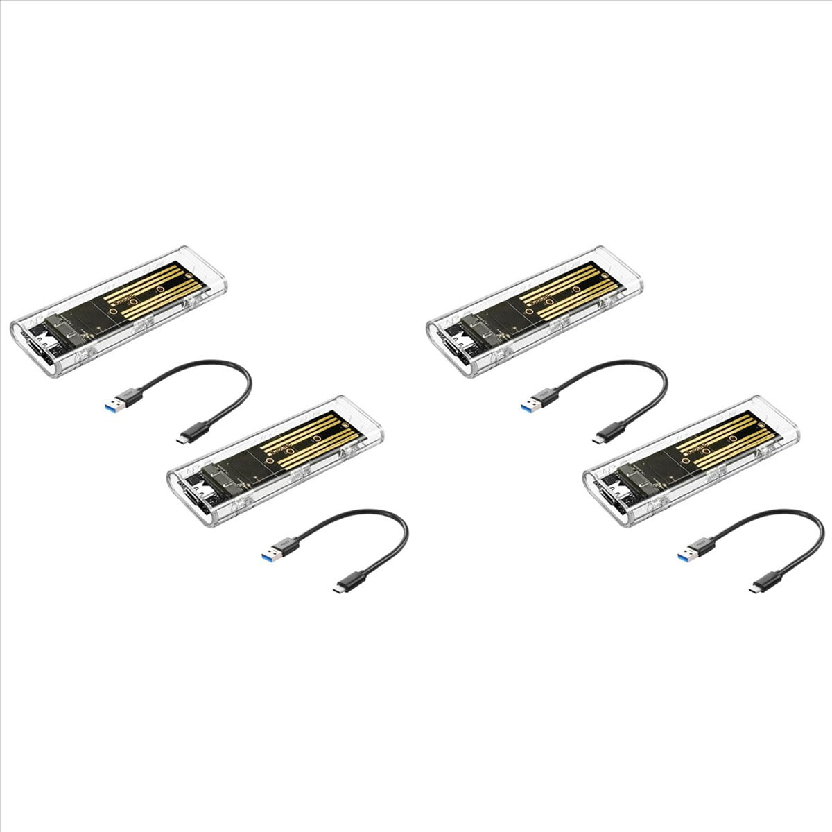 4PCS M2 SSD Case M.2 NVME Enclosure Portable USB3.1 Type-C Transparent ...