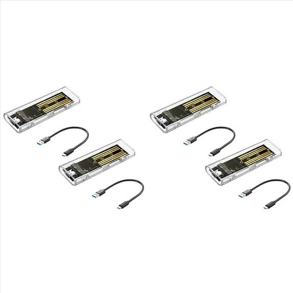 4PCS M2 SSD Case M.2 NVME Enclosure Portable USB3.1 Type-C Transparent ...