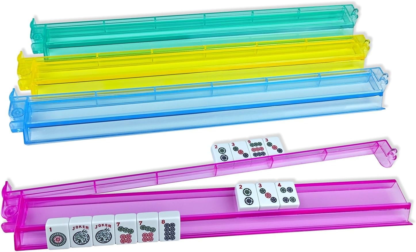 4PCS Ma Jongg All-in-One Tile Rack & Pusher Clear Acrylic Mahjong Rack ...