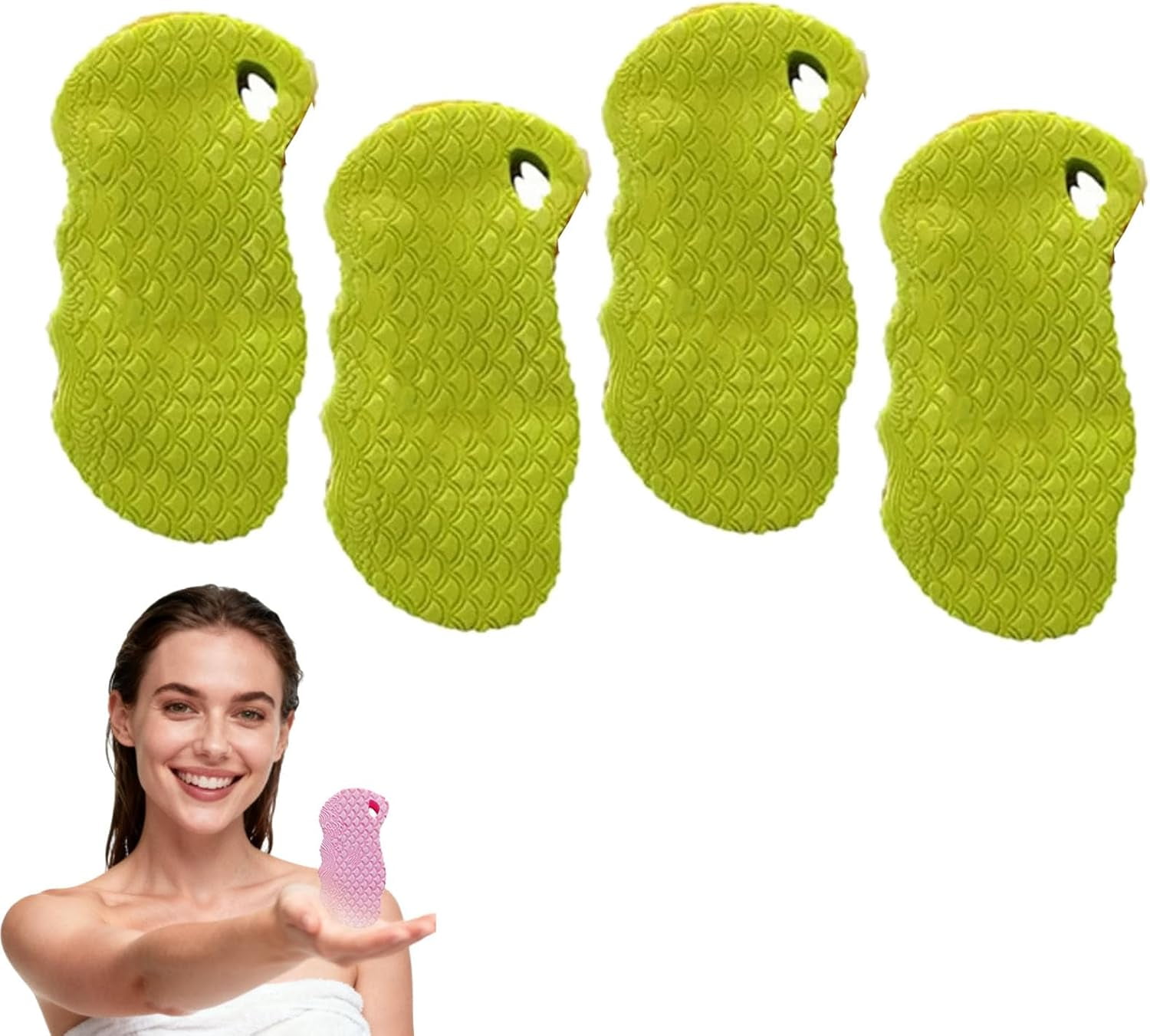 4PCS Magic Exfoliating Bath Sponge, 3D Textured Body Scrubber for Dead ...