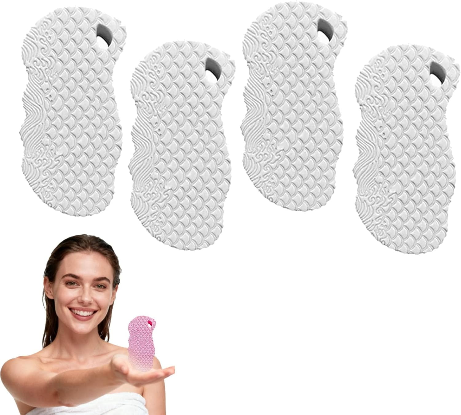 4PCS Magic Exfoliating Bath Sponge, 3D Textured Body Scrubber for Dead ...