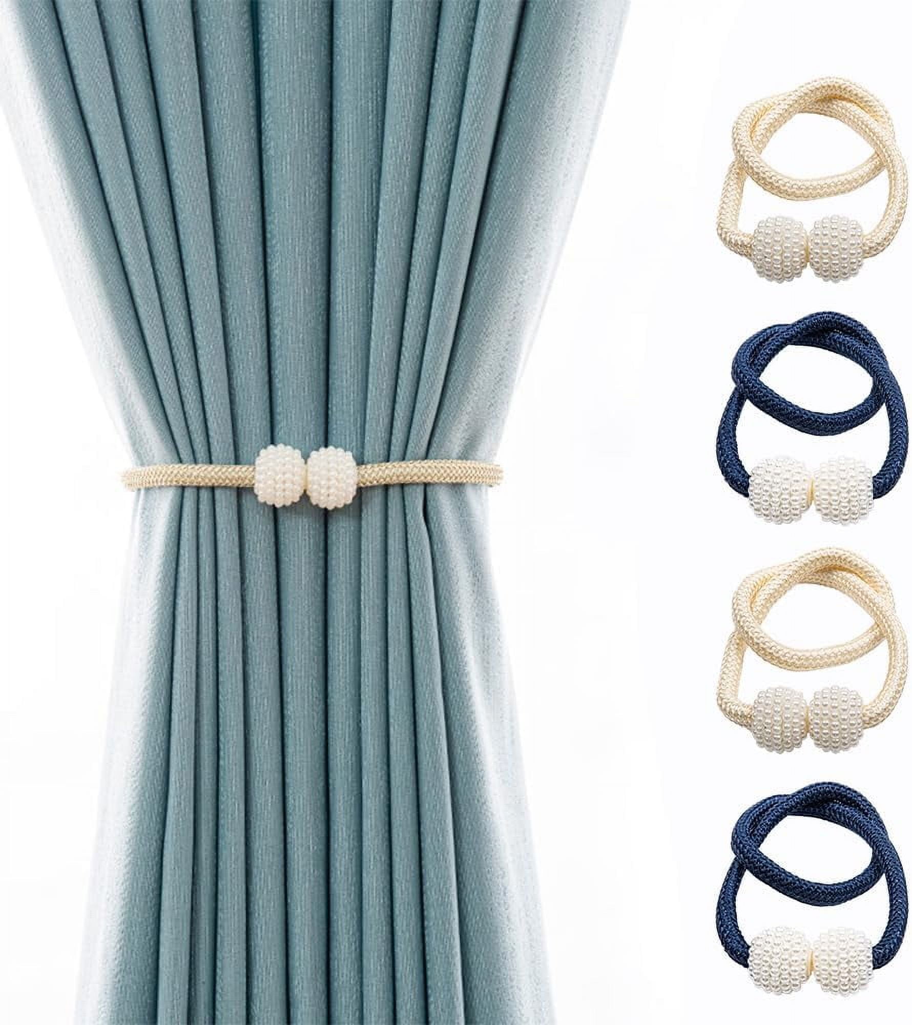 4PCS Magnetic Curtain Tiebacks Buckle Type Pearl Curtain Tie, Curtain ...