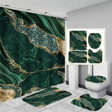 Mid Century Boho 4Pcs Bathroom Shower Curtain Sets Abstract Aesthetic ...