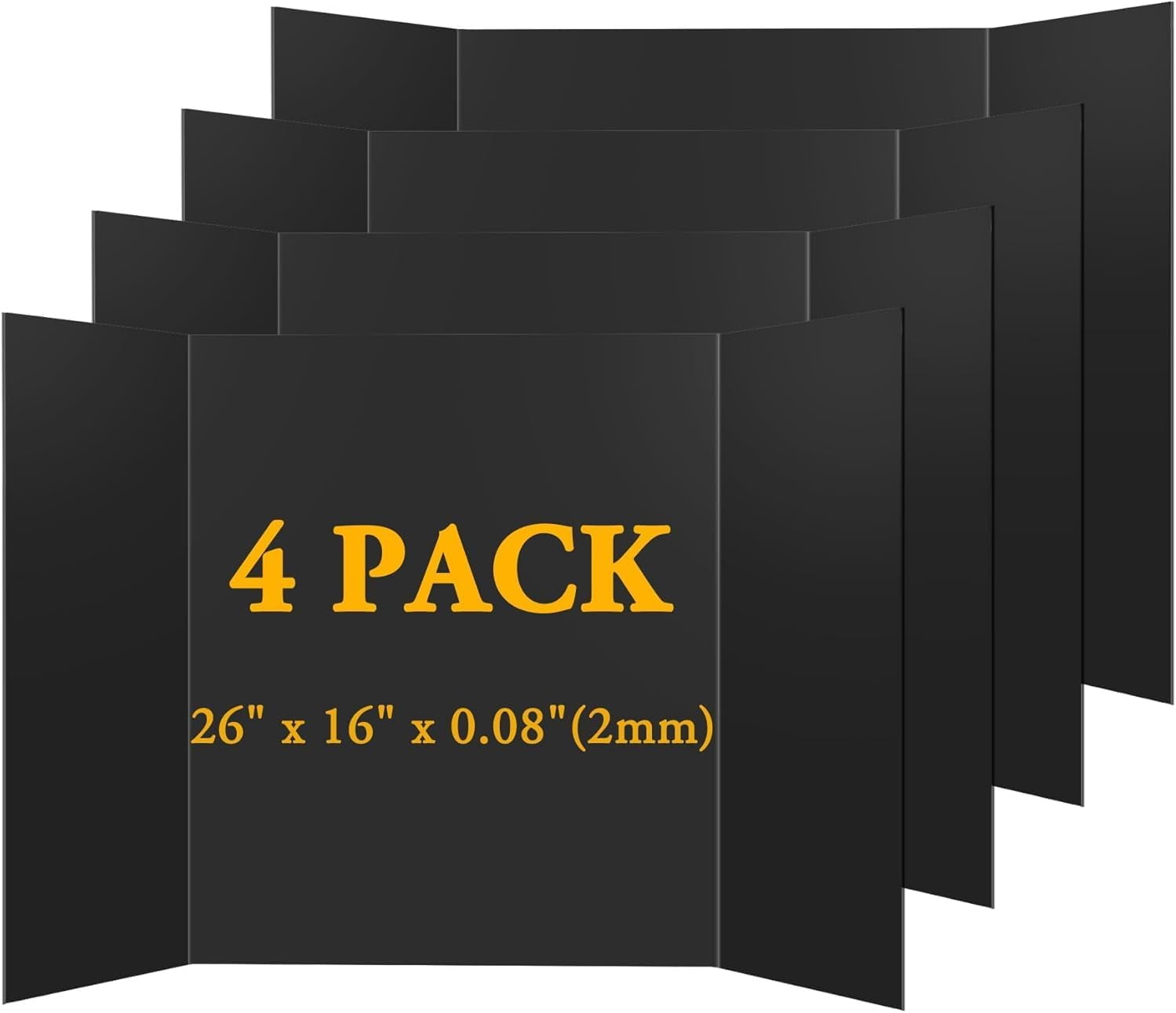 4PCS Medium Trifold Poster Board 26" x 16" Black Tri Fold Presentation ...