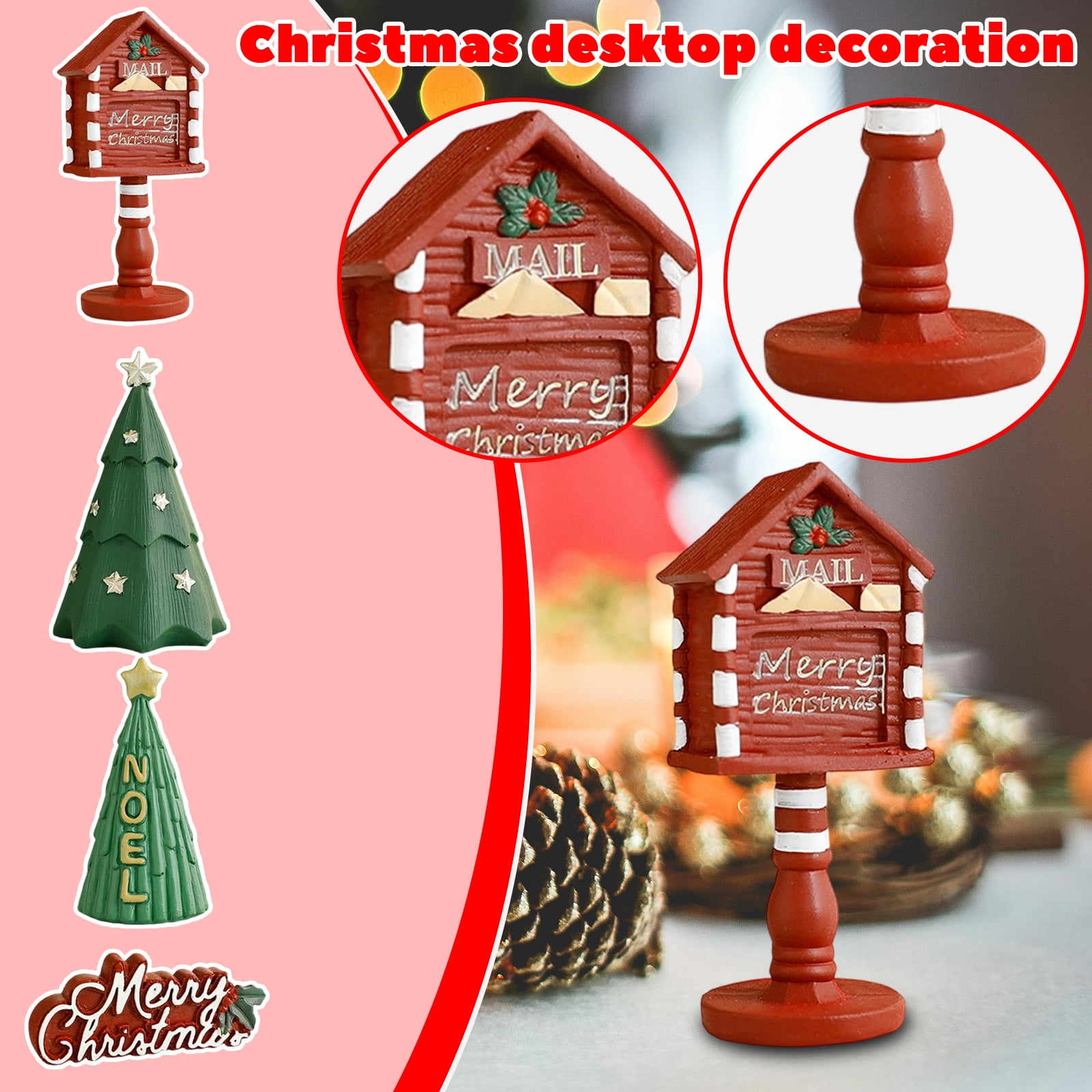 4PCS Merry Christmas Decorative Sign Holiday Tabletop Ornament Seasonal ...