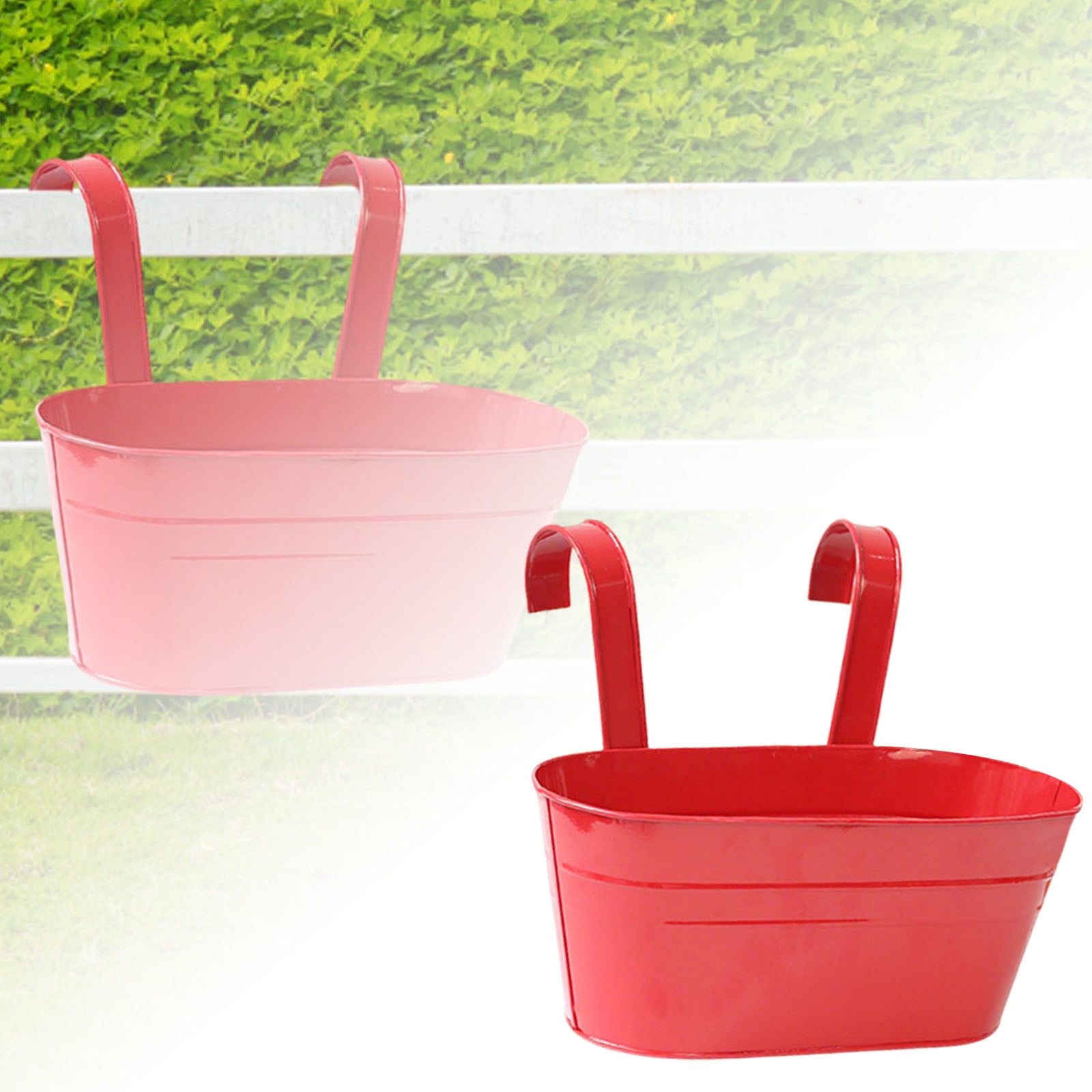 4PCS Metal Hanging Planter for Outdoor Plants - 11.2" Iron Railing ...