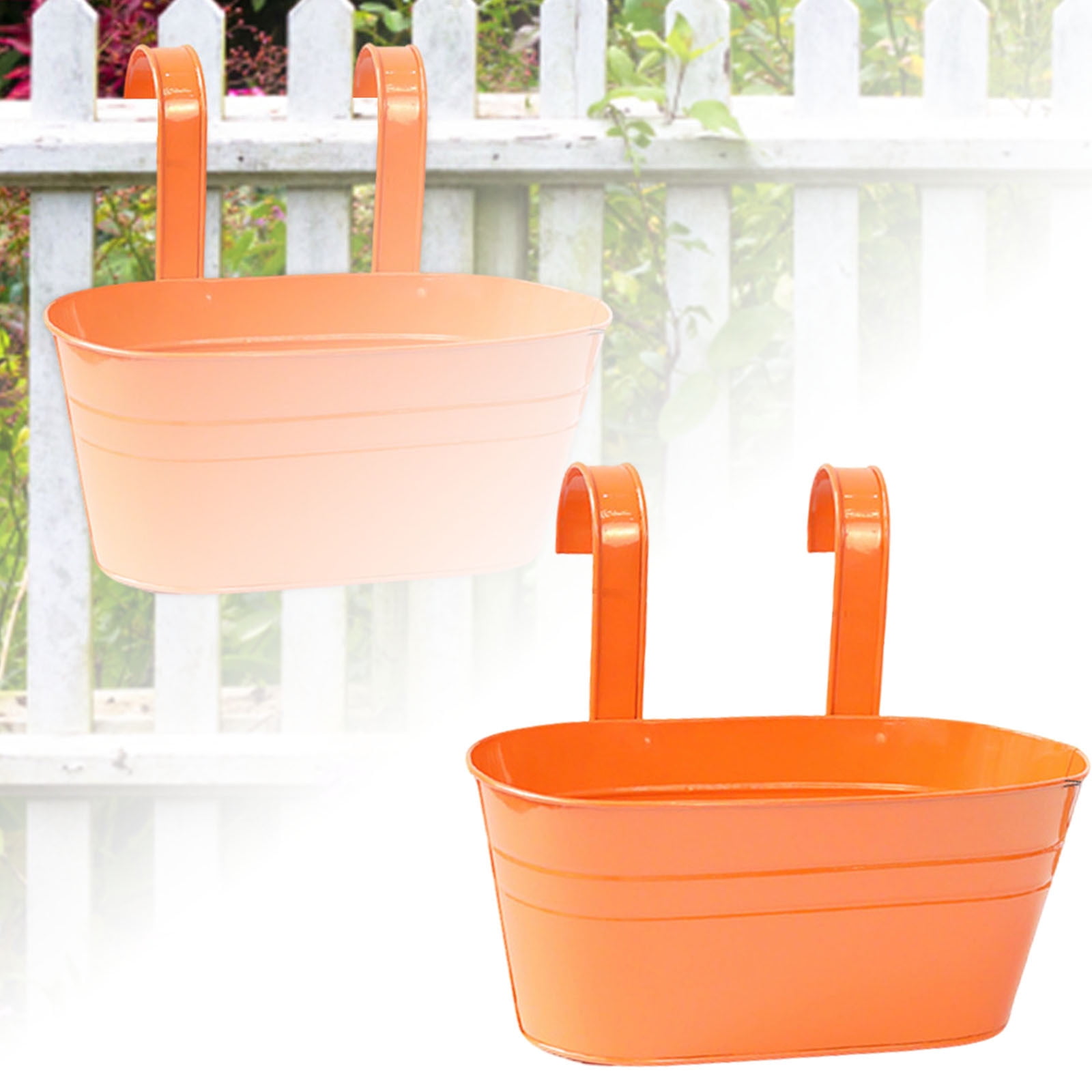 4PCS Metal Hanging Planter for Outdoor - 11.2" Iron Railing Planter ...