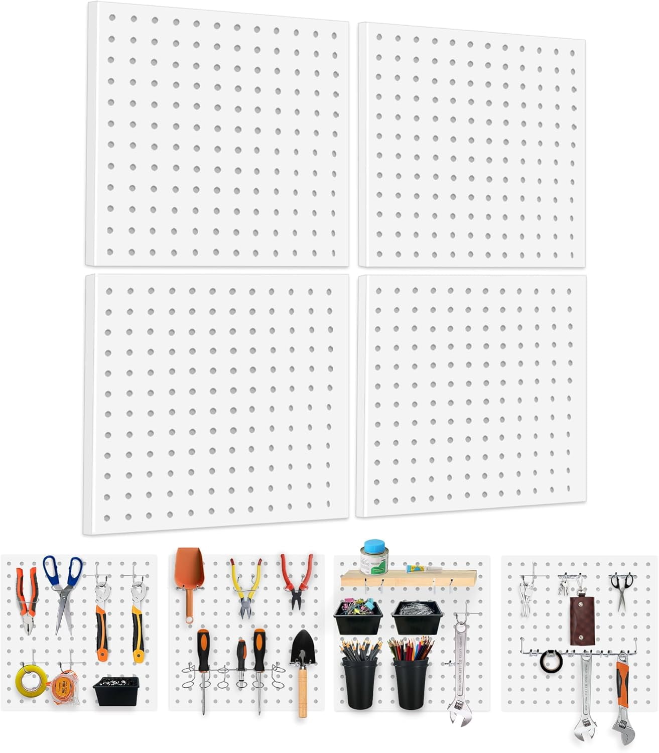 4PCS Metal Pegboard Wall Organizer, Pegboard Storage System for ...