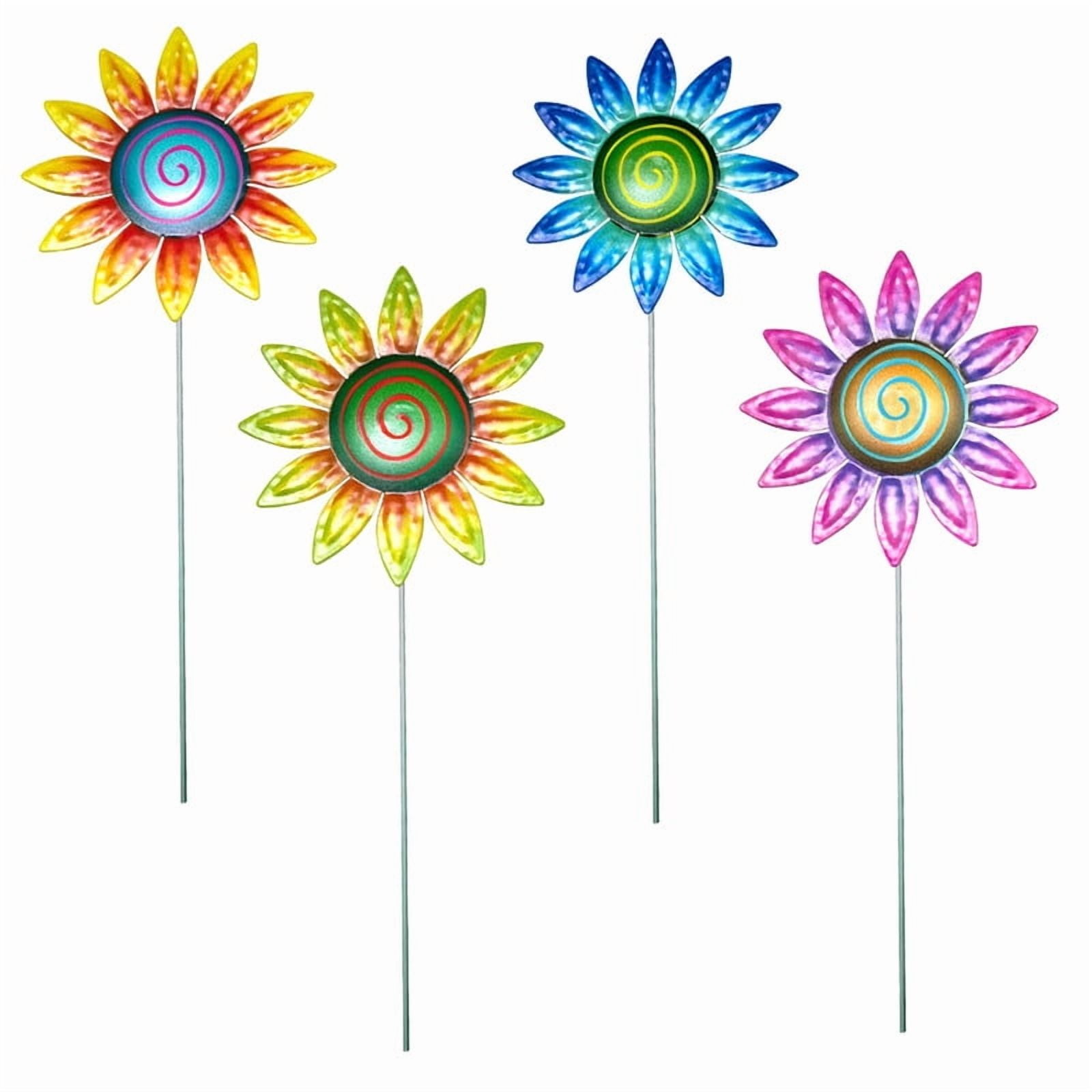 4PCS Metal Sunflowers Decorative Garden Stakes, Flower Garden Stakes ...