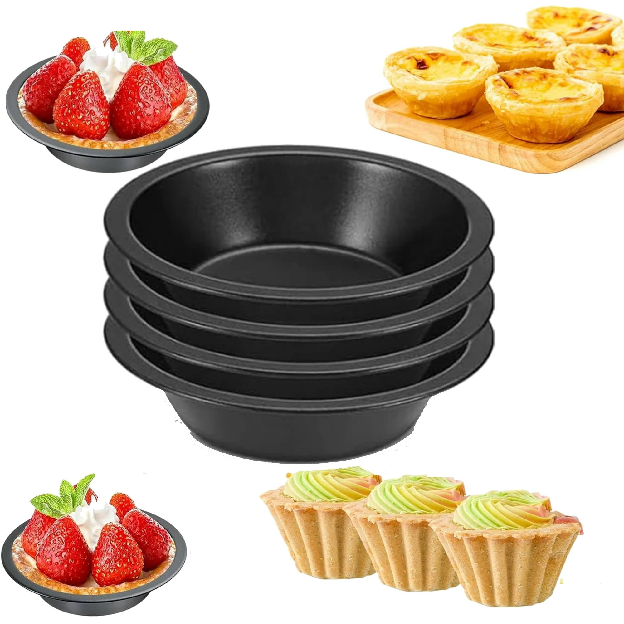 4PCS Mini Pie Pans, Reusable Round Pie Tins Nonstick Pie Plate, Carbon ...