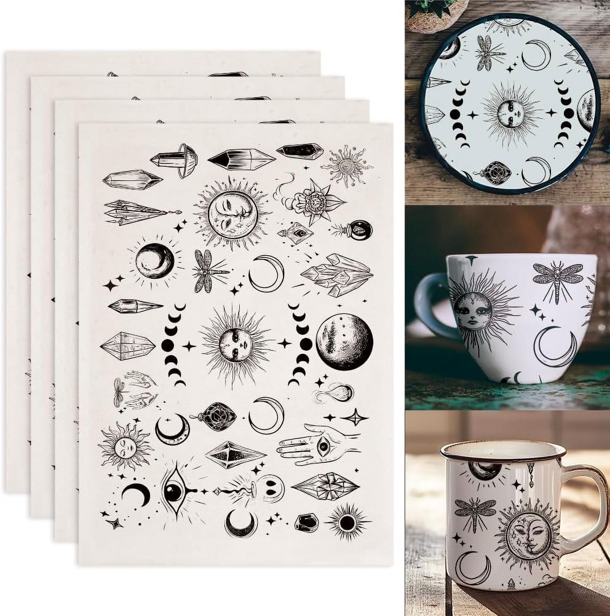 4PCS Moon Phases and Divination Underglaze Transfers for DIY Making ...