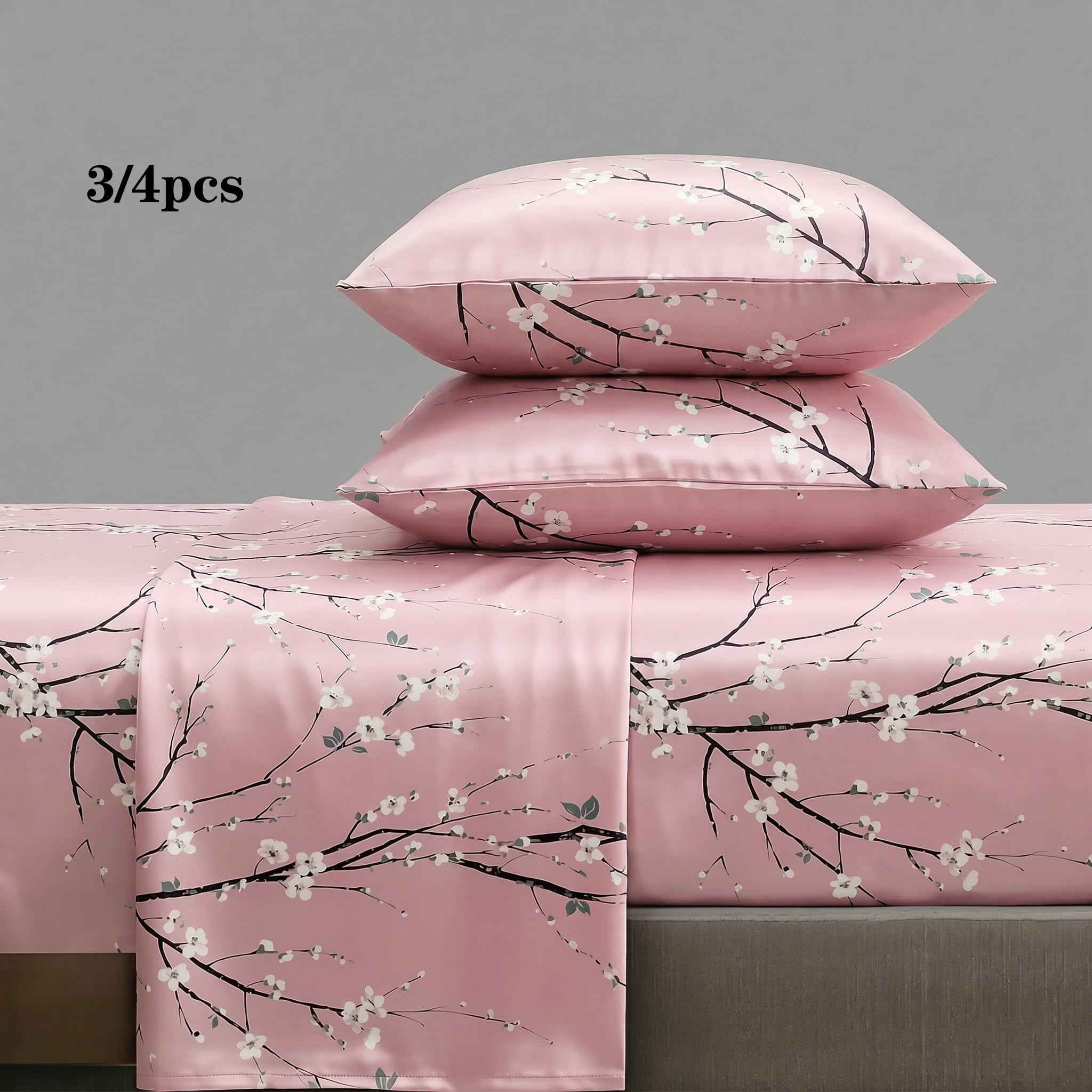4PCS Multi-color Branch Blooming Plum Blossom Printed Bed Sheet Set ...