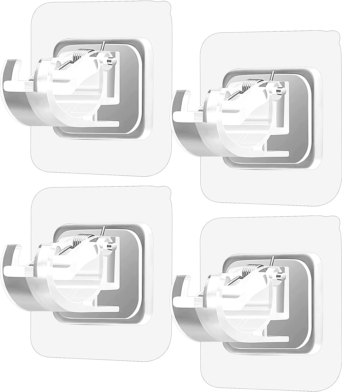 4PCS No Drill Curtain Rod Brackets No Drilling Curtain Rod Holders ...