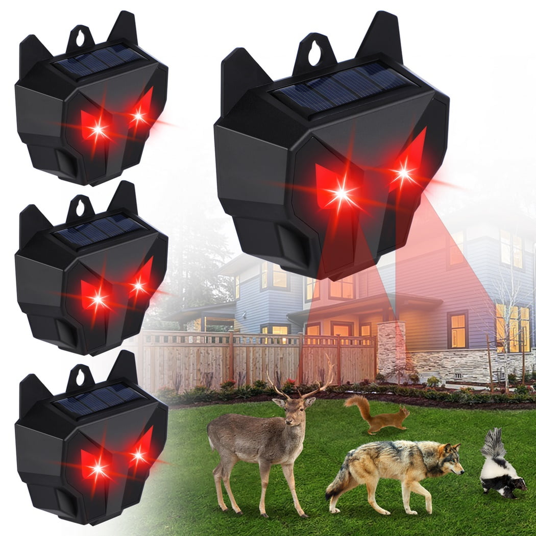 4PCS Nocturnal Animal Repellers, Outdoor Predator Deterrents with Red ...