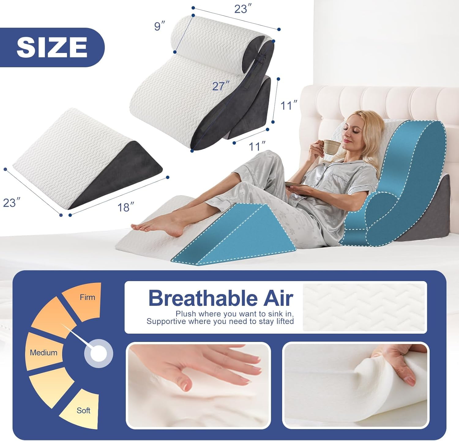 4PCS Orthopedic Bed Wedge Pillow Set for Sleeping, Post Surgery Foam ...