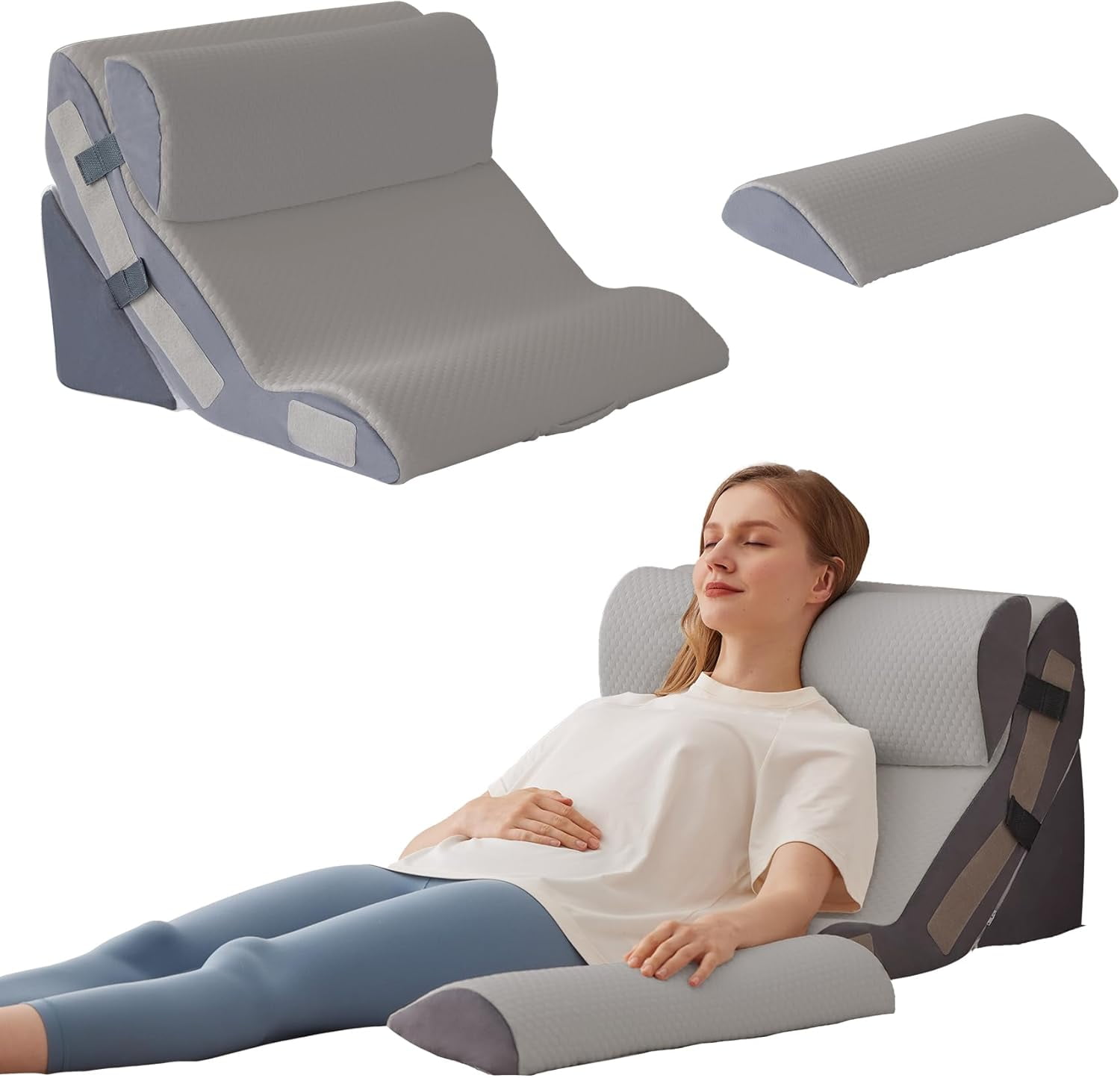 4PCS Orthopedic Bed Wedge Pillow Set for Sleeping, Sitting up in Bed, 6 ...