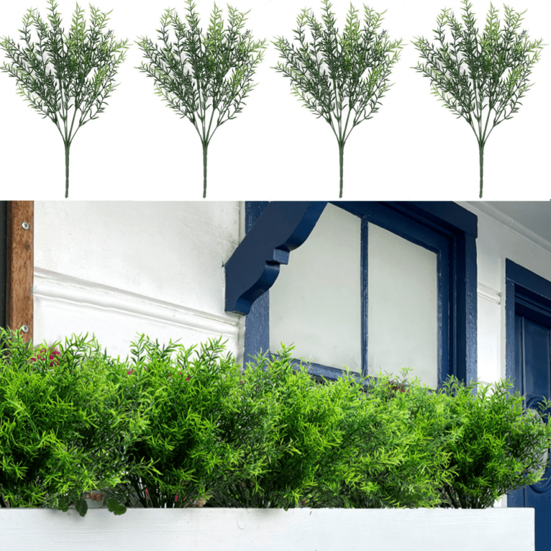 4PCS Outdoor Artificial Flowers Rosemary Plants UV Resistant Bulk Fake ...
