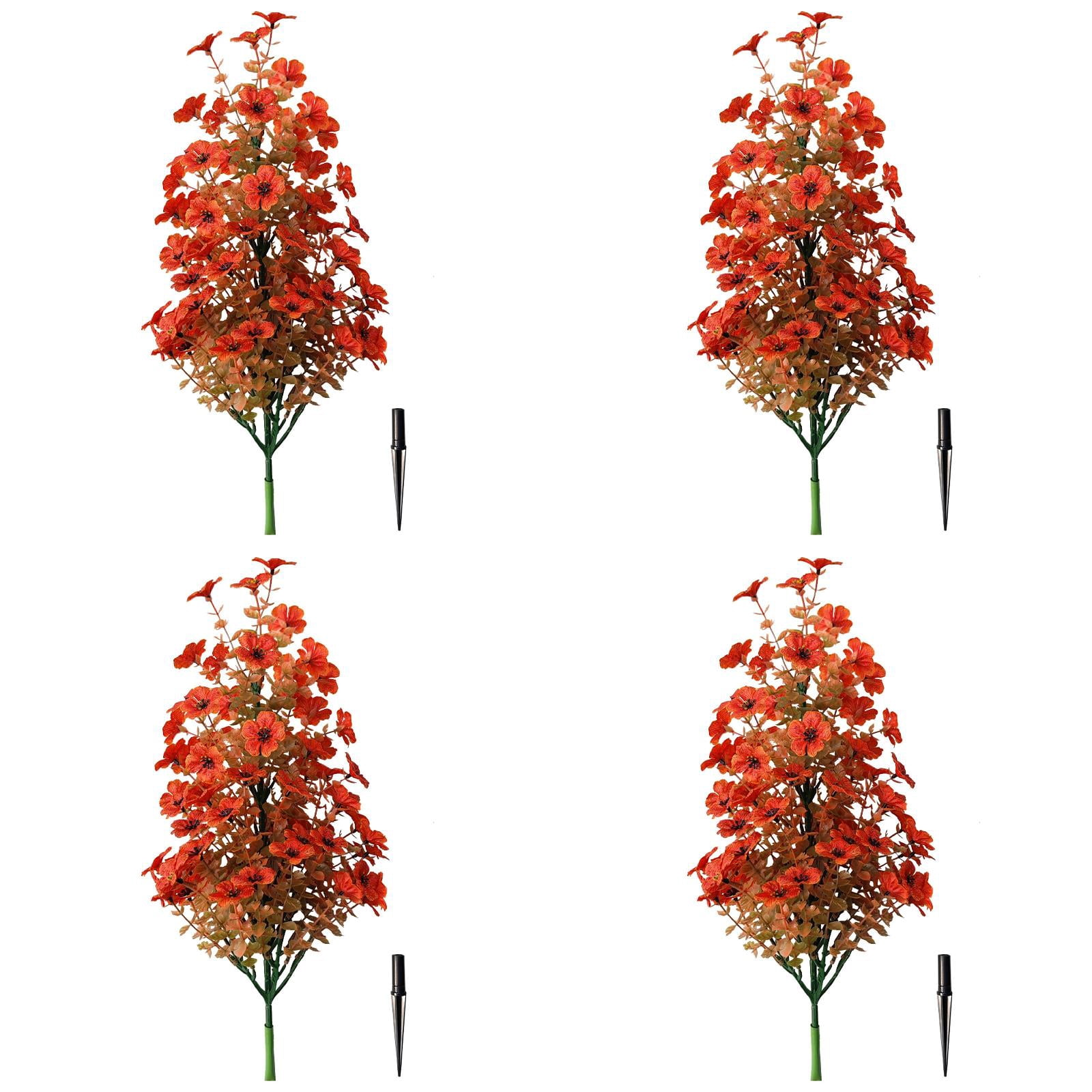 4PCS Outdoor Artificial Flowers & Topiary Trees - Realistic UV ...