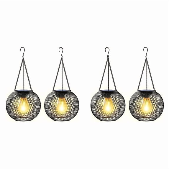 4PCS Outdoor Solar Lanterns Light Hanging Solar Lights Decorative LED ...