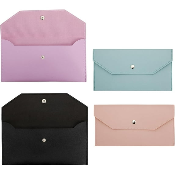 4PCS PU Leather Cash Envelope Wallet - Reusable Money Envelopes for ...