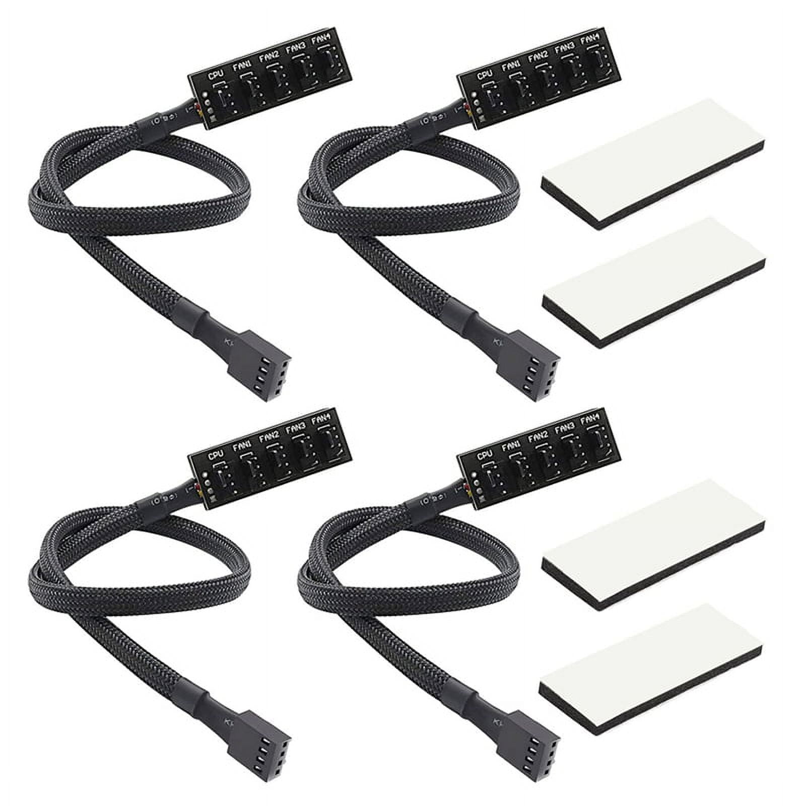 4PCS PWM Fan Hub, PC CPU Cooling 4 PIN/3PIN Fan Power Cable Hub ...
