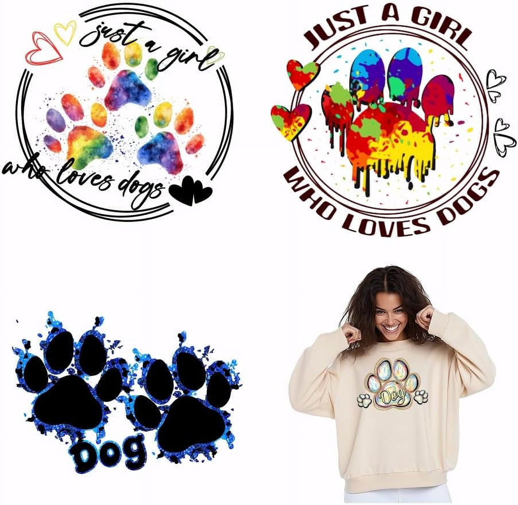 4PCS Paw Prints Iron on Transfer Decals for Clothing Pet Heat Transfer ...