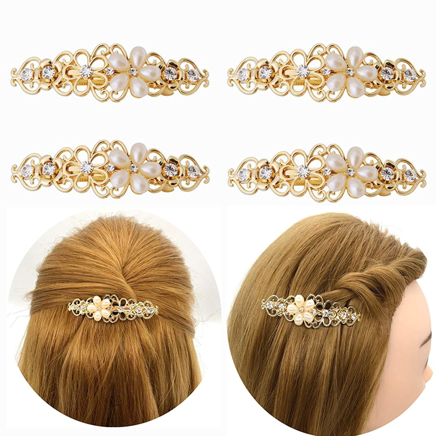 4PCS Pearl barrettes and hair clips for women hair accessories Vintage ...