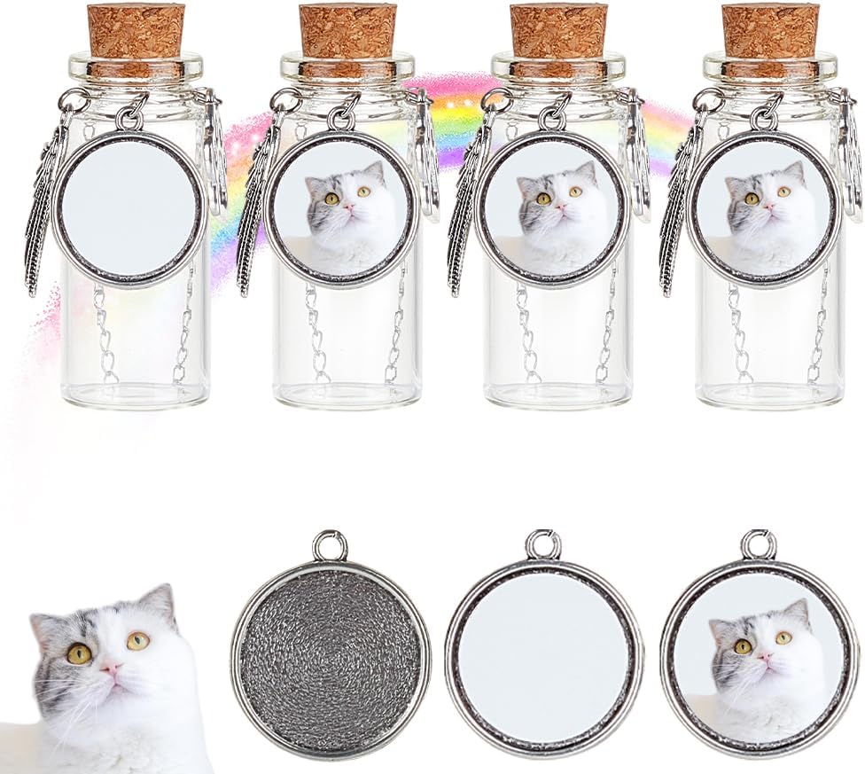 4PCS Pet Fur Memorial Jar with Blank Stamping Tags Pets Hair Storage ...
