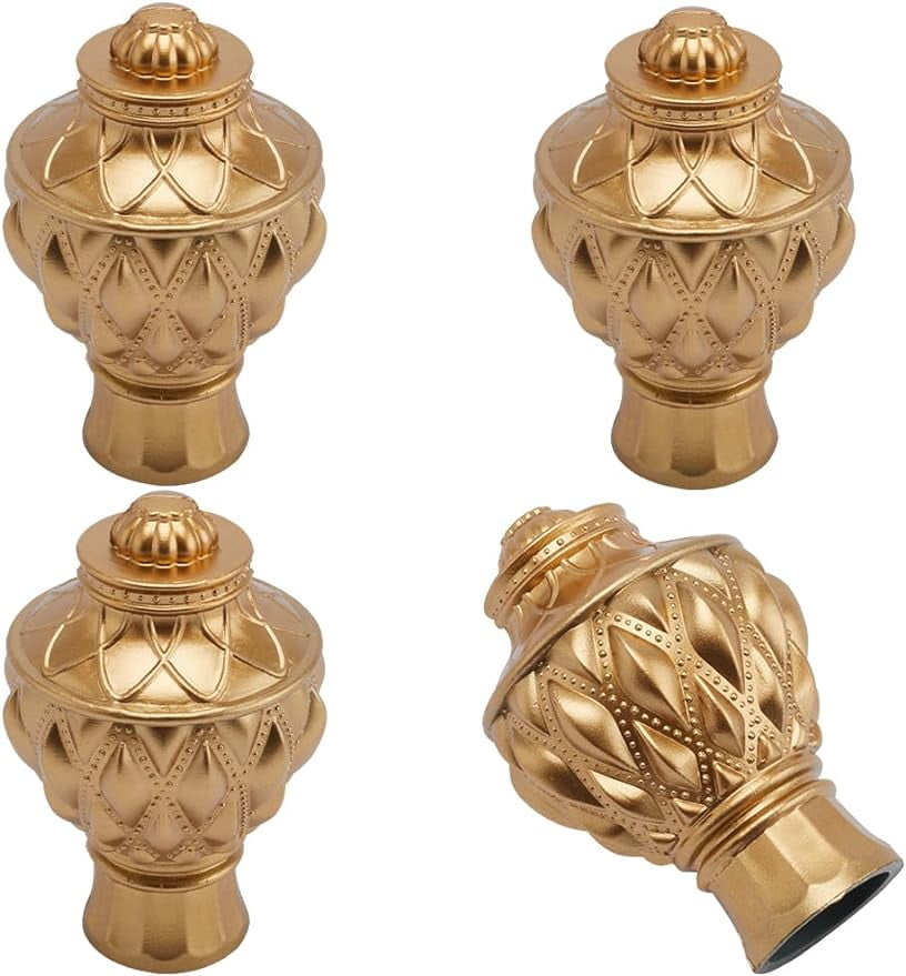 4PCS Pineapple Curtain Rod Covers Ends Gold Plastic Curtain Finials ...