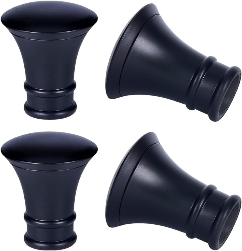 4PCS Plastic Curtain Rod Covers Black Trumpet Curtain Caps Ends ...