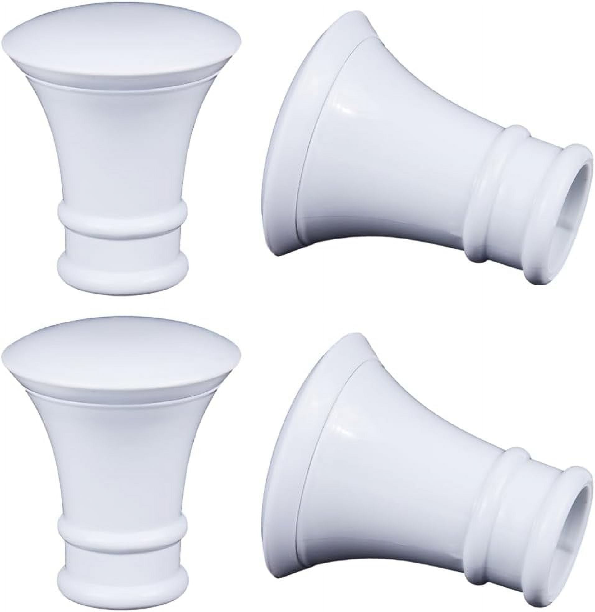 4PCS Plastic Curtain Rod Covers White Trumpet Curtain Caps Ends ...