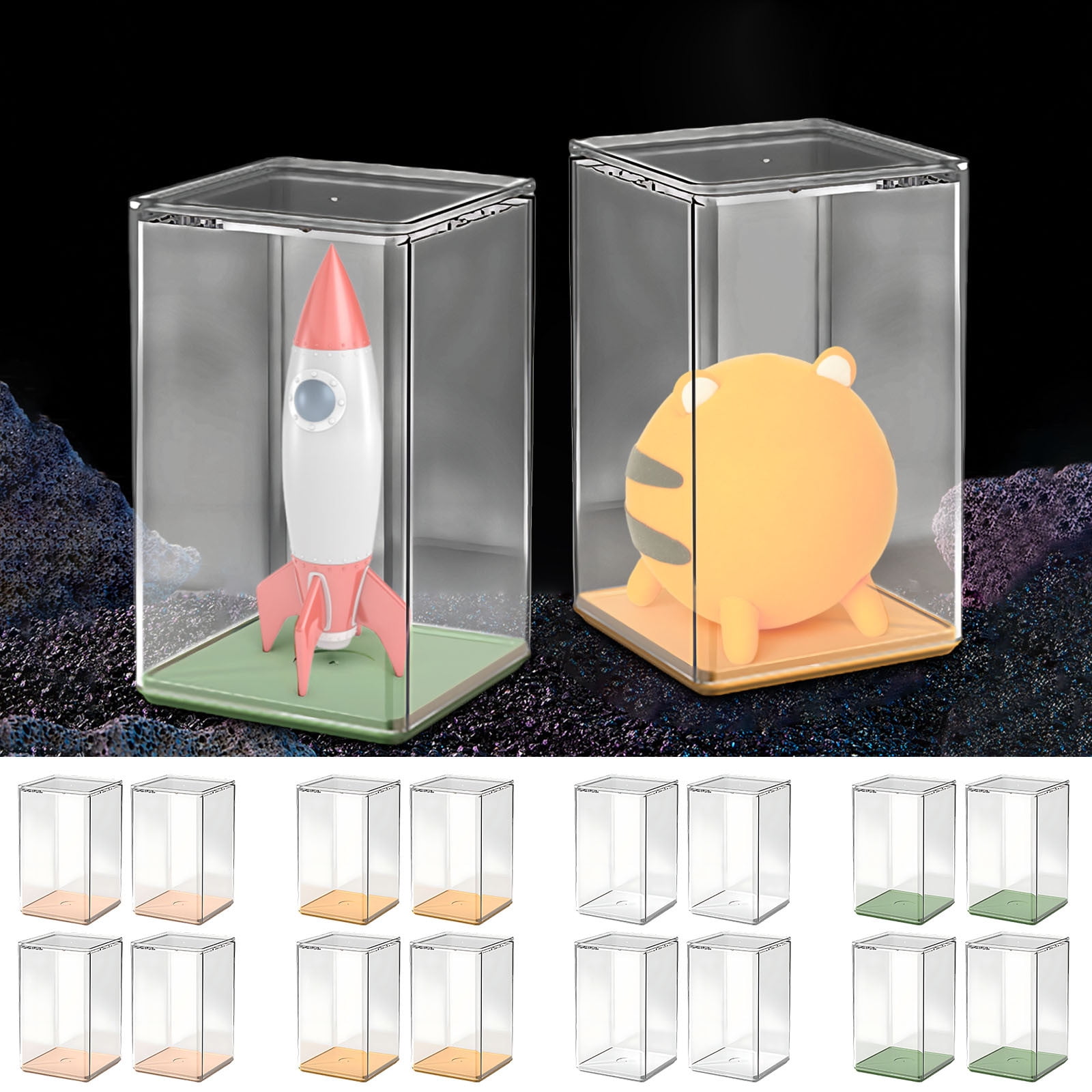 4PCS Plastic Display Case, Transparent Toy Figurine Storage Box ...