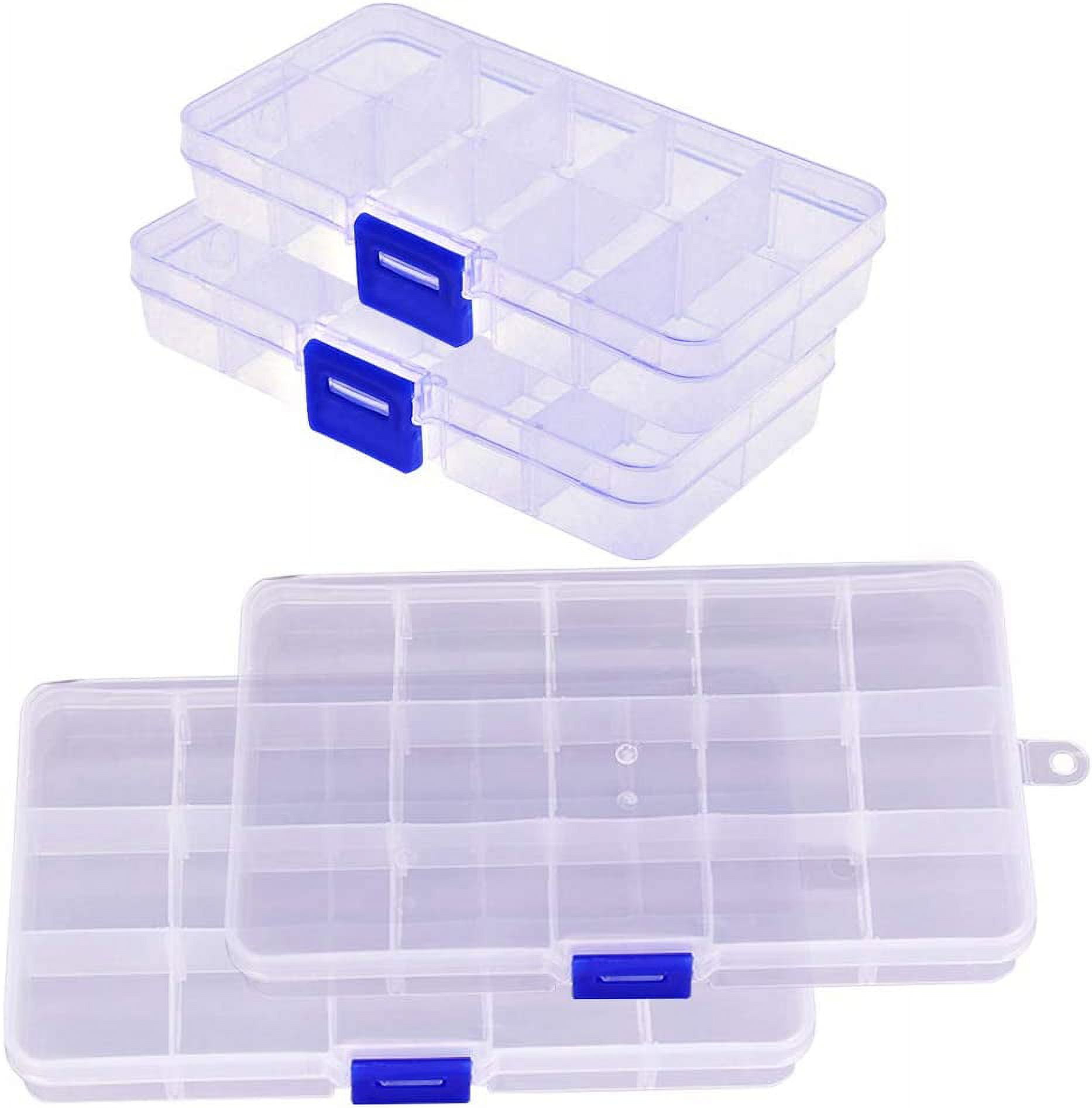 4PCS Plastic Tray, 2x10 2x15 Grids Bead Organizer With Movable Dividers ...