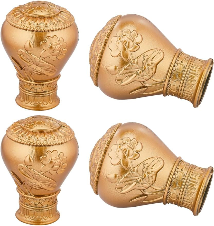 4PCS Platic Window Curtain Rod Covers Ends Gold Curtain Caps 27.8mm ...