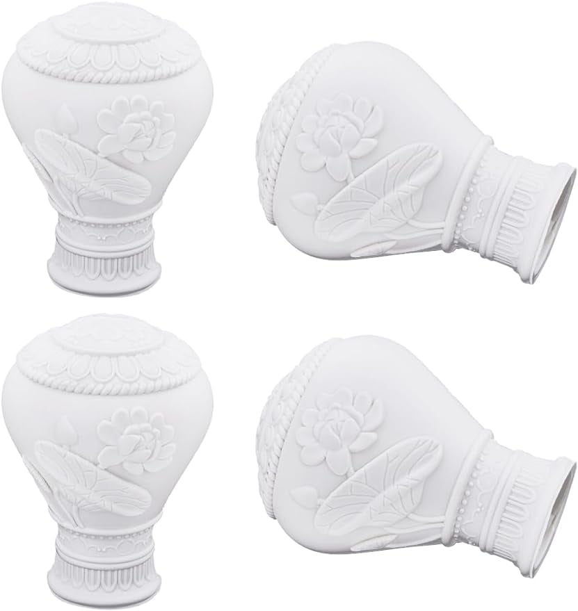 4PCS Platic Window Curtain Rod Covers White Ends Curtain Caps 27.8mm ...