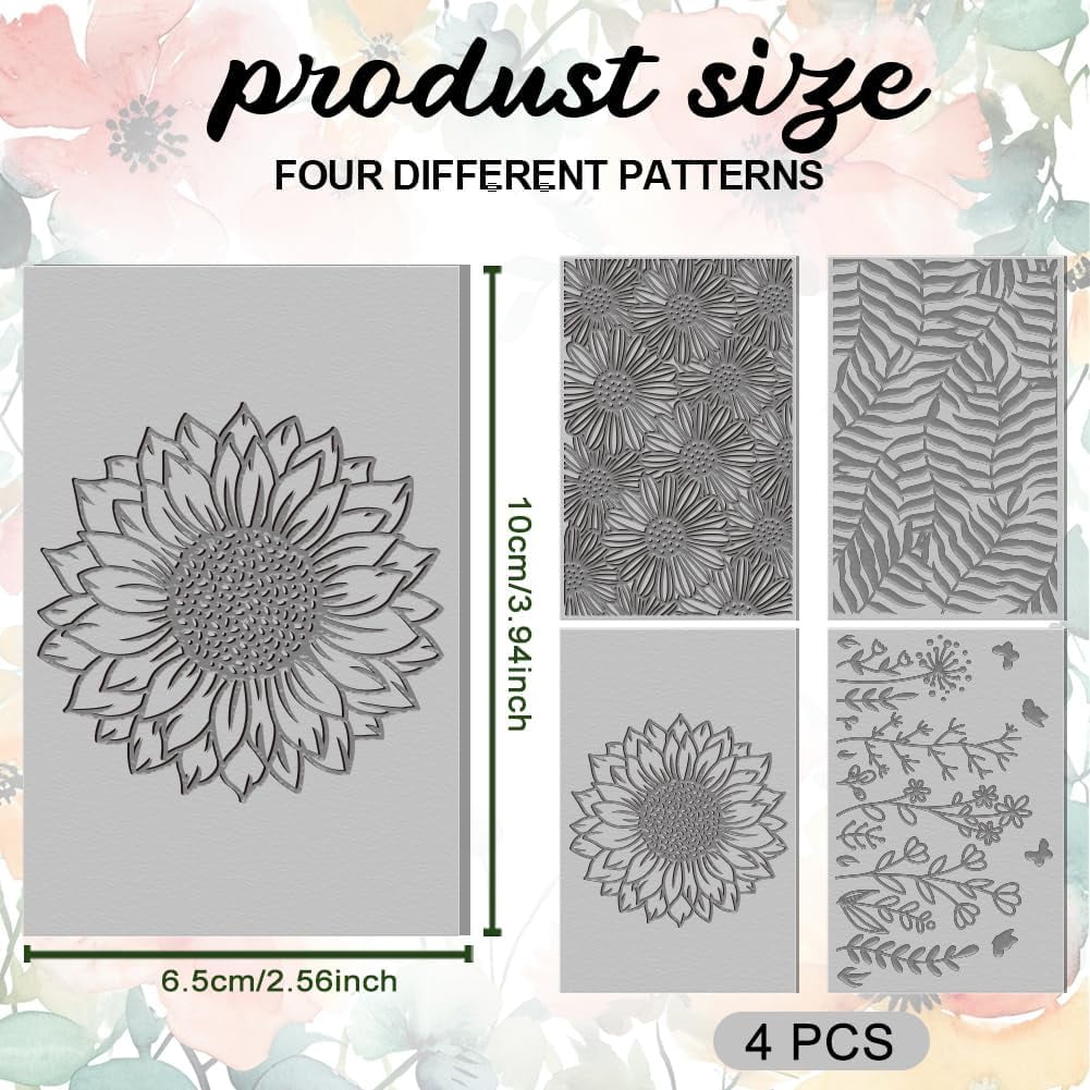 4PCS Polymer Clay Flowers Leaves Texture Sheets Set for Using with Clay ...