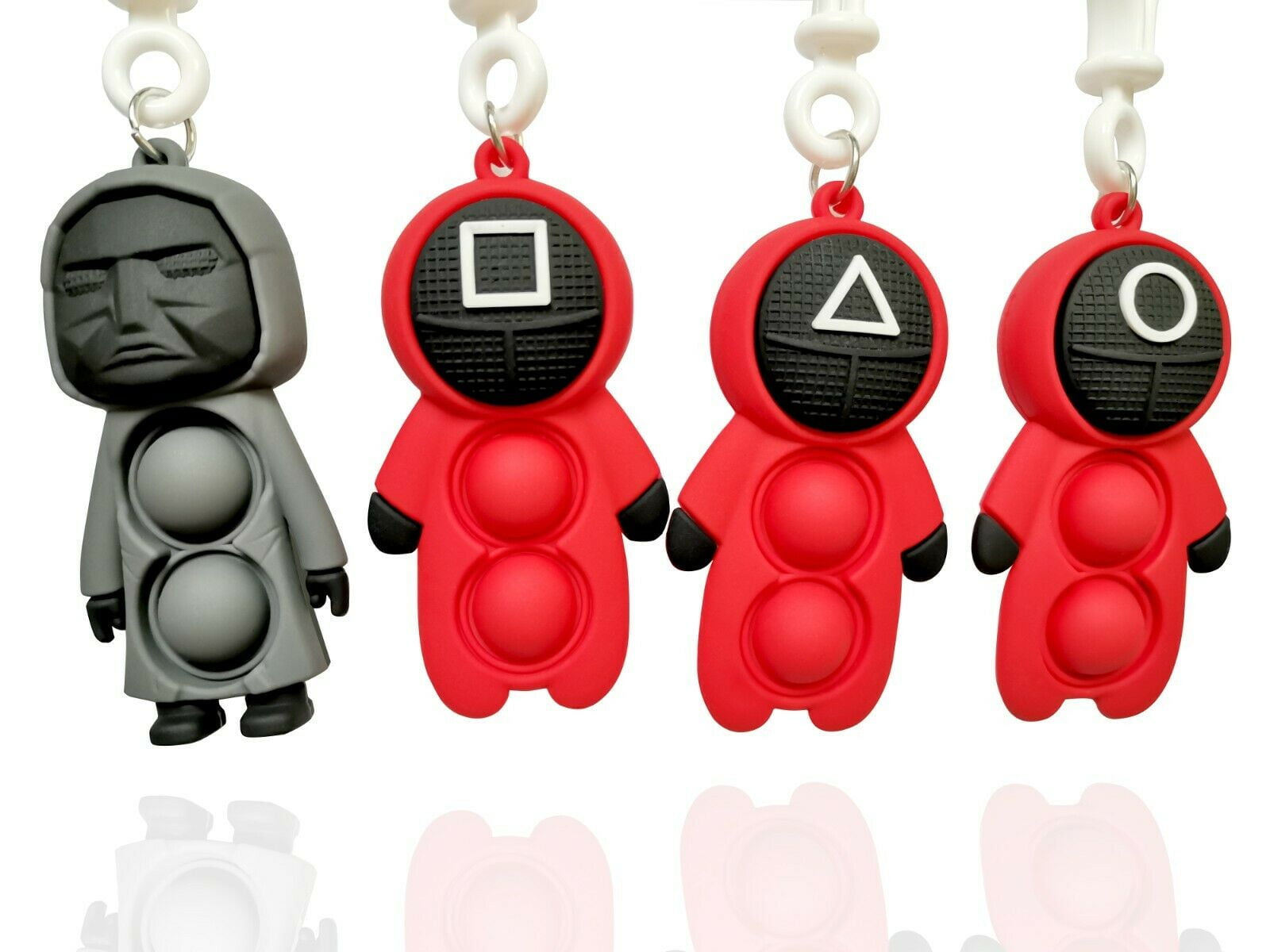 4PCS Pop Push It Fidget Toy Squid TV Game Feature Keychain Simple ...