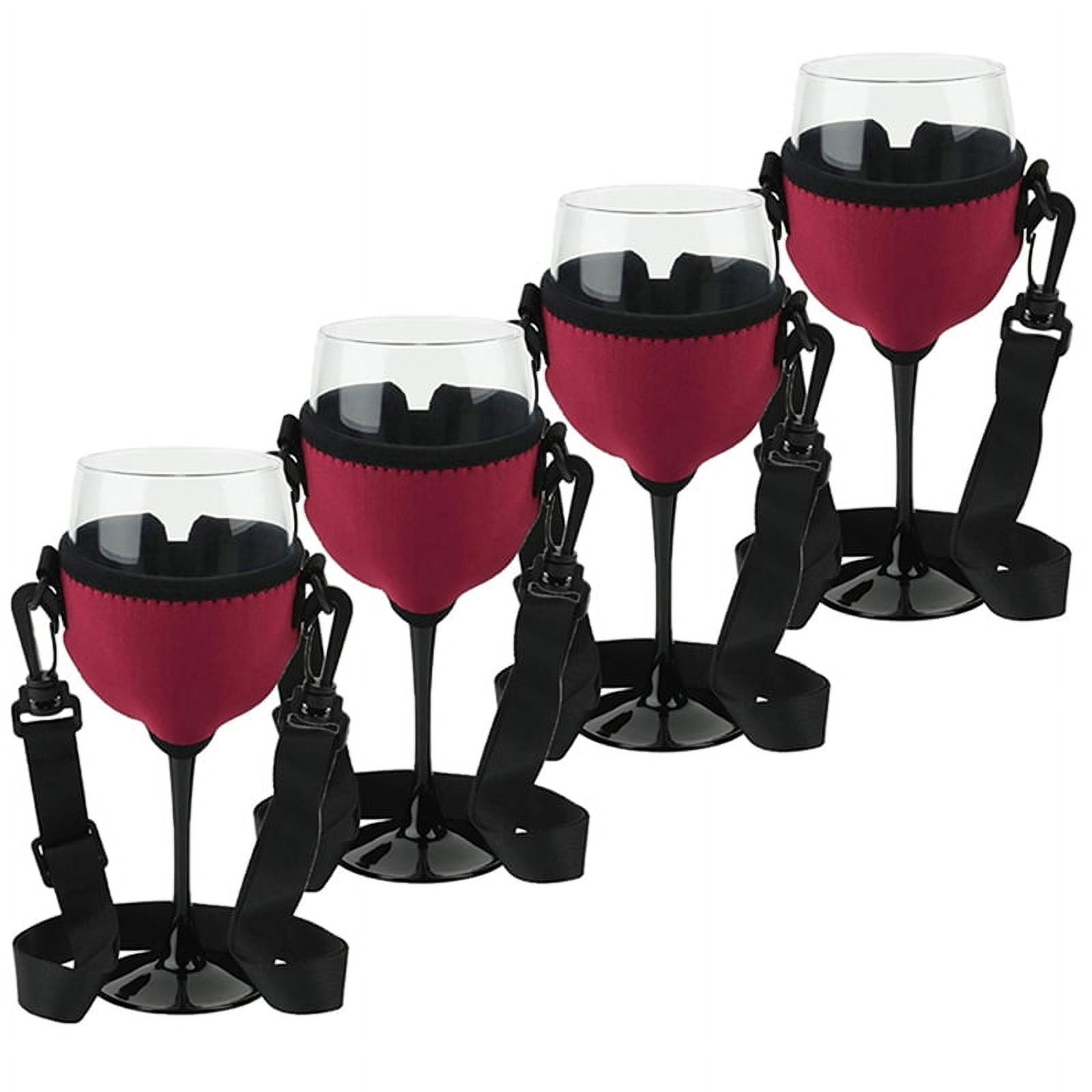 4PCS Portable Wine Glass Holder Strap Wine Sling Yoke Glass Holder ...