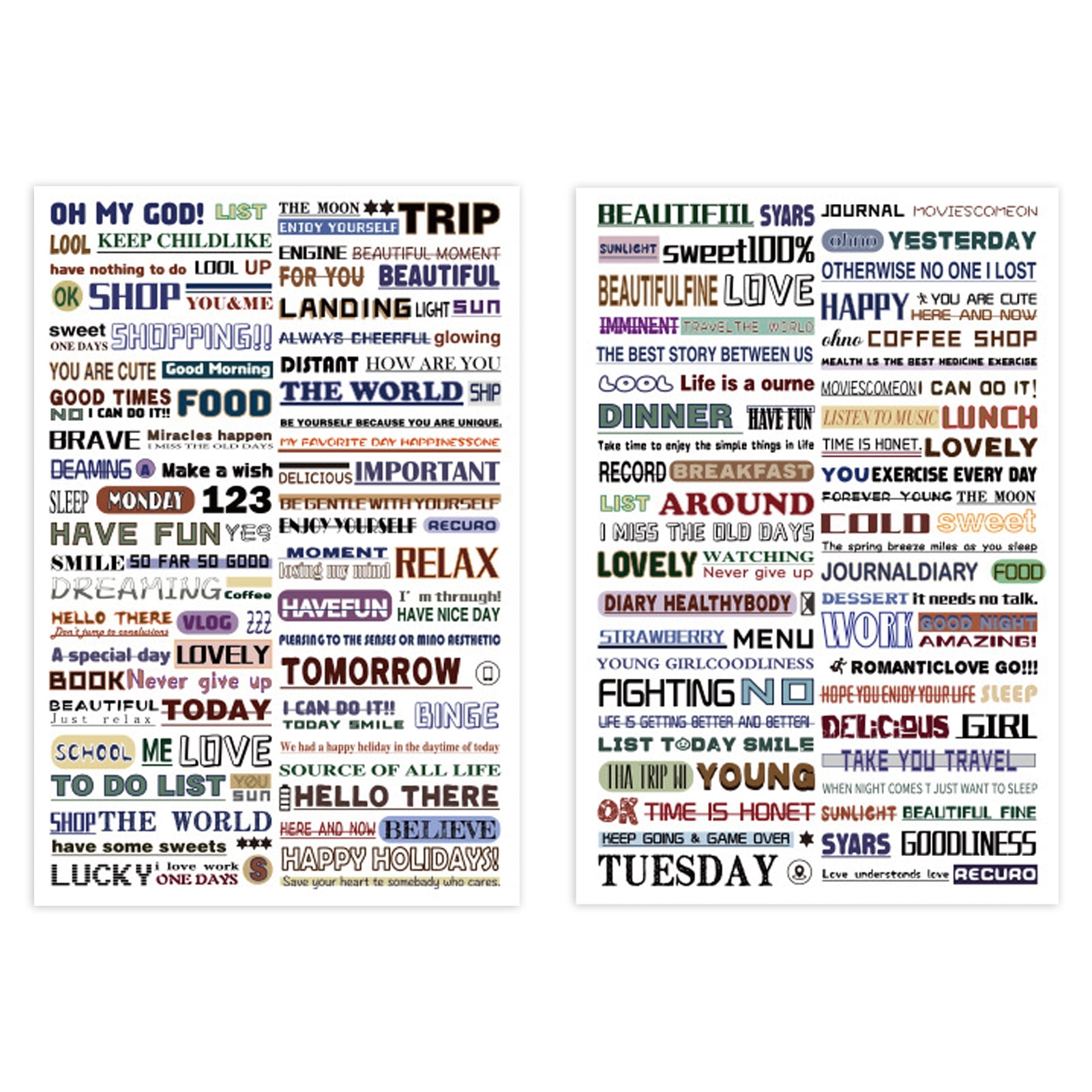 4PCS Preppy Sticker Set, Cute Aesthetic Sticker with English Words ...