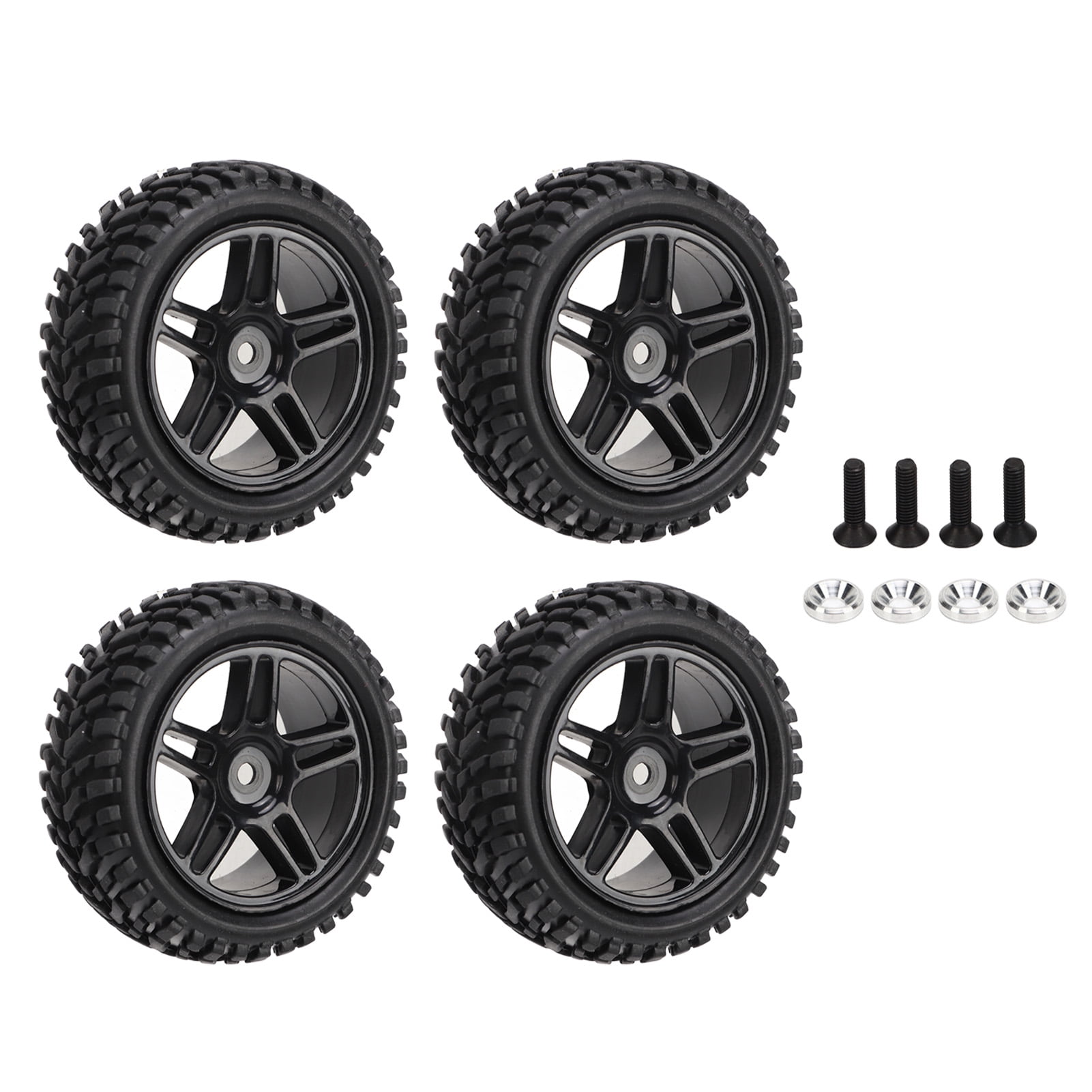 4PCS RC Car Wheels Pentagram Designed Rubber Plastic RC Car Tires Set ...