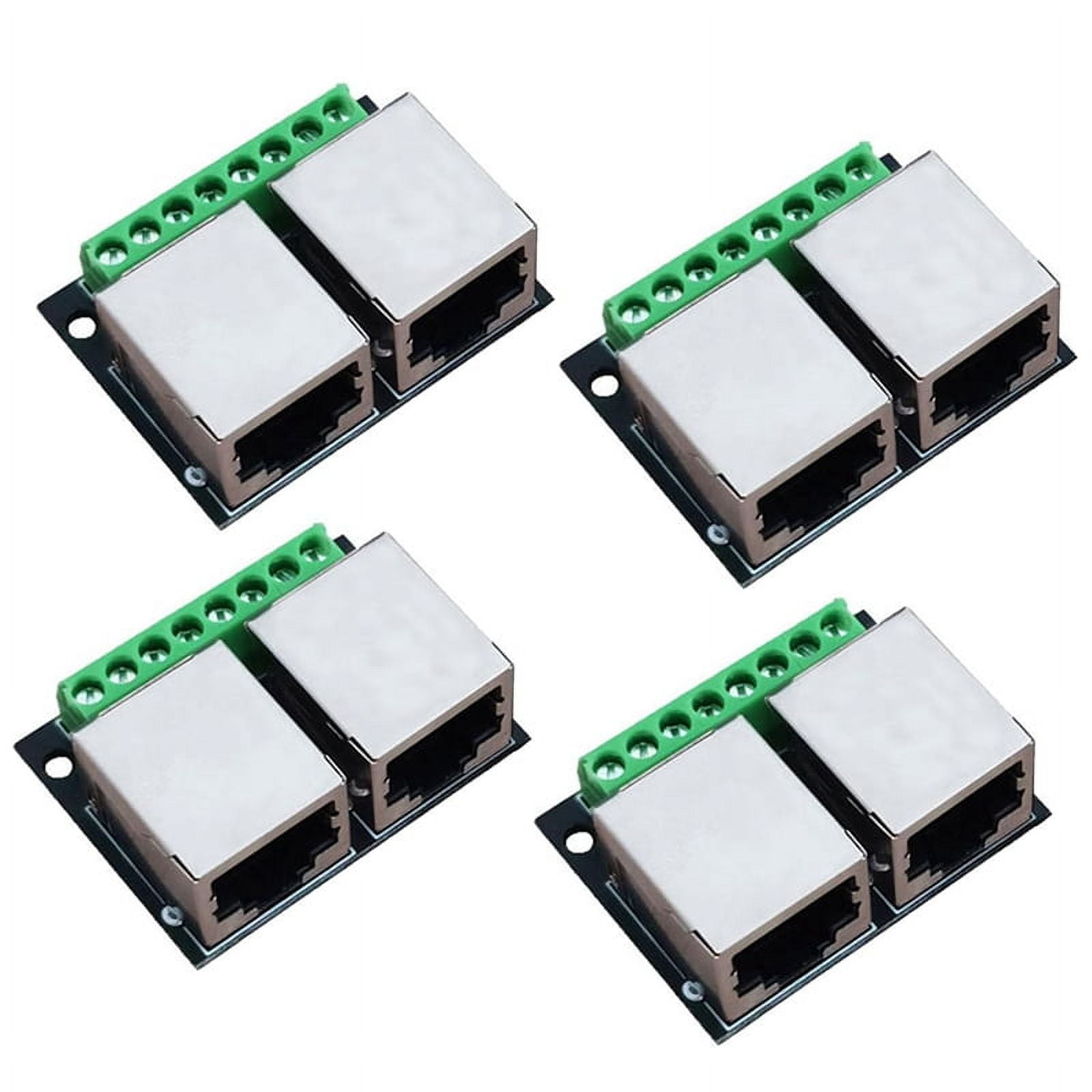 4PCS RJ45 Ethernet Dual Female Terminal Breakout Board,3.5mm Pitch ...